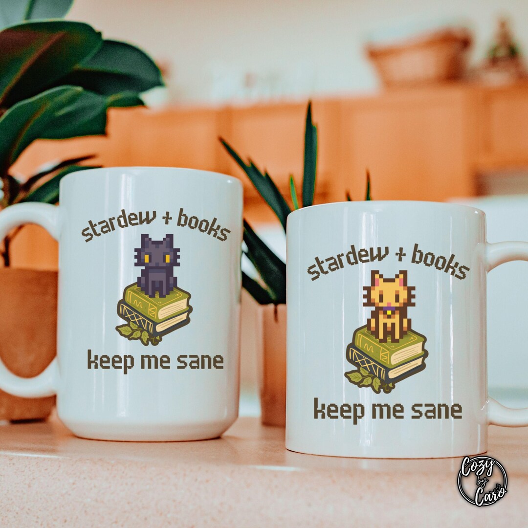 CUSTOM Stardew Cat Mug, Books and Stardew Valley Cup, Personalized ...