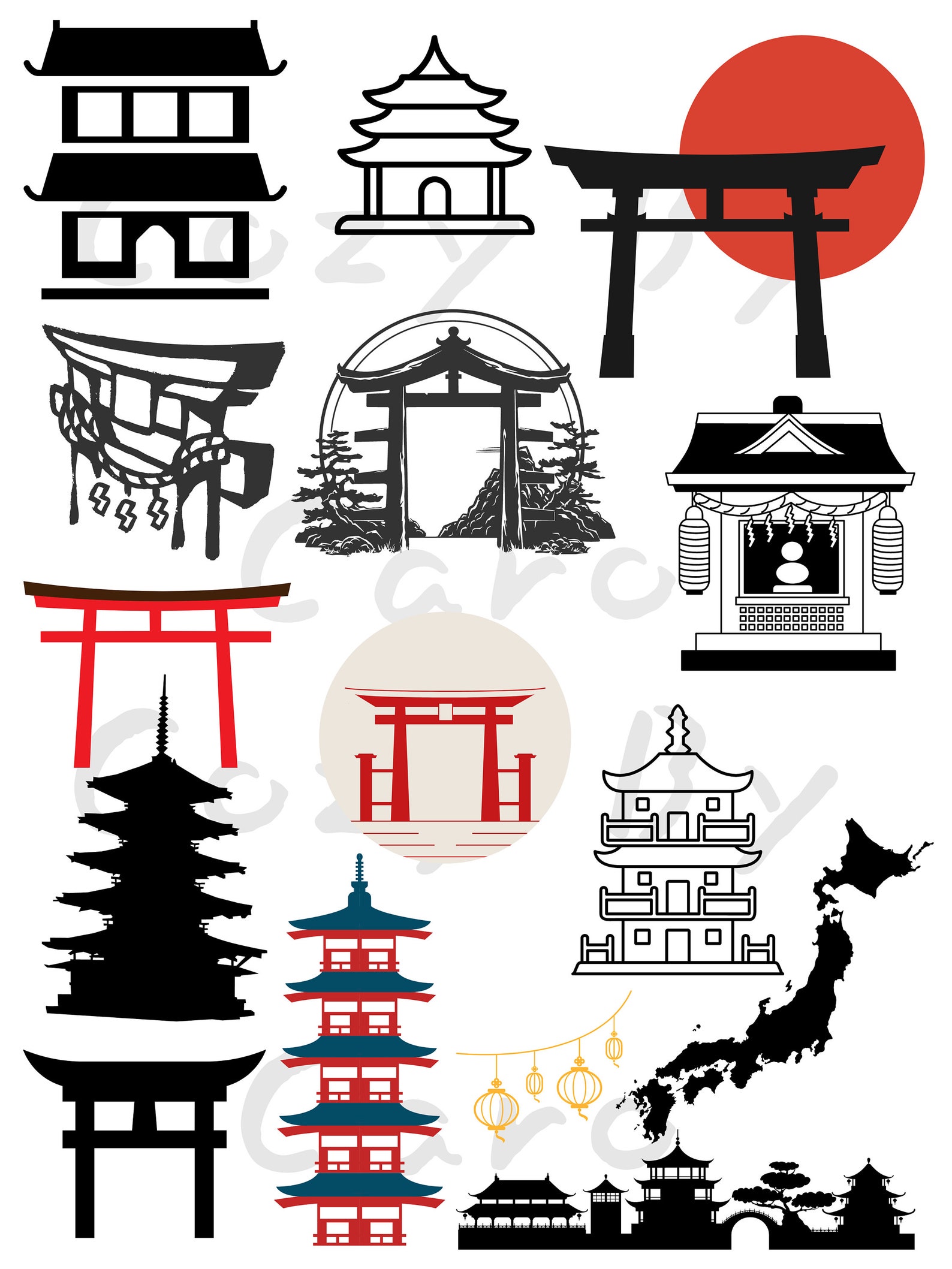 Japan SVG Shrines and Temples Cricut File Torii Gate Cutting Machine ...