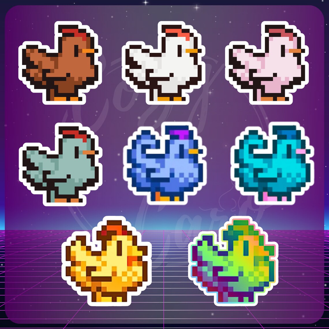 Pixel Chicken Twitch Discord Vtube Pngtube Cute SDV Farm Assets Bits ...