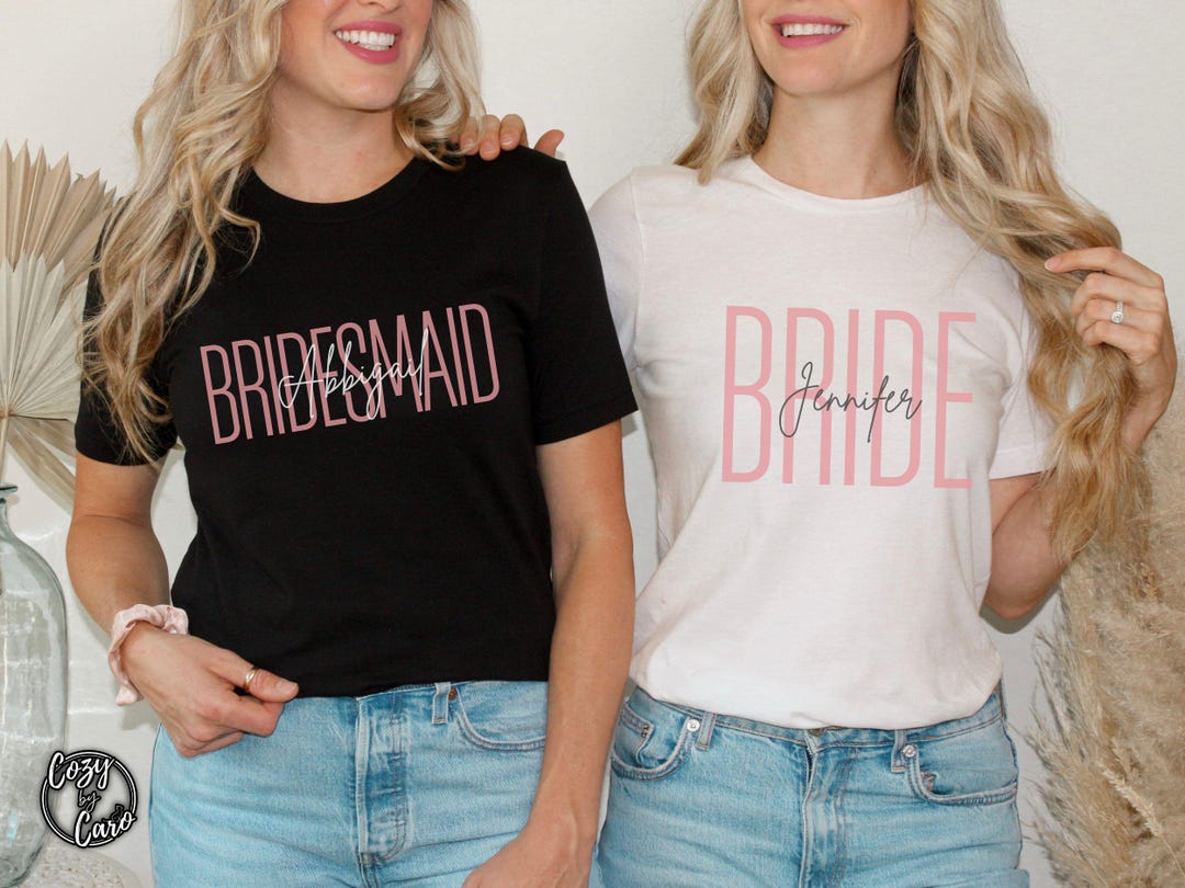 CUSTOM Bride and Bridesmaid Shirts, Mrs Bride Shirt, Name Bachelorette ...