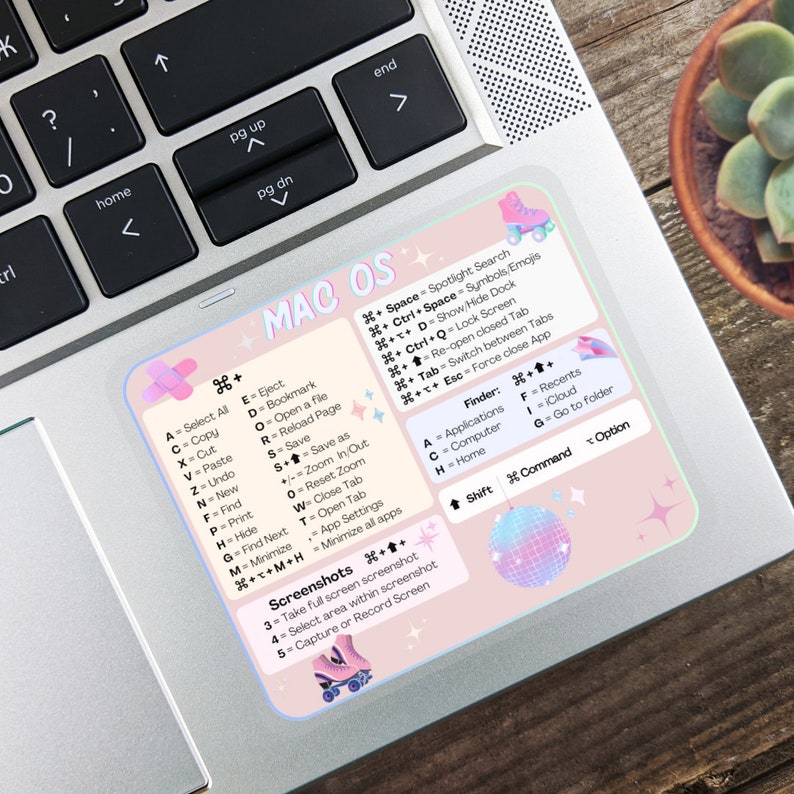 Mac Shortcuts Retro Pastel Sticker Keyboard Short Cut Cute Apple ...