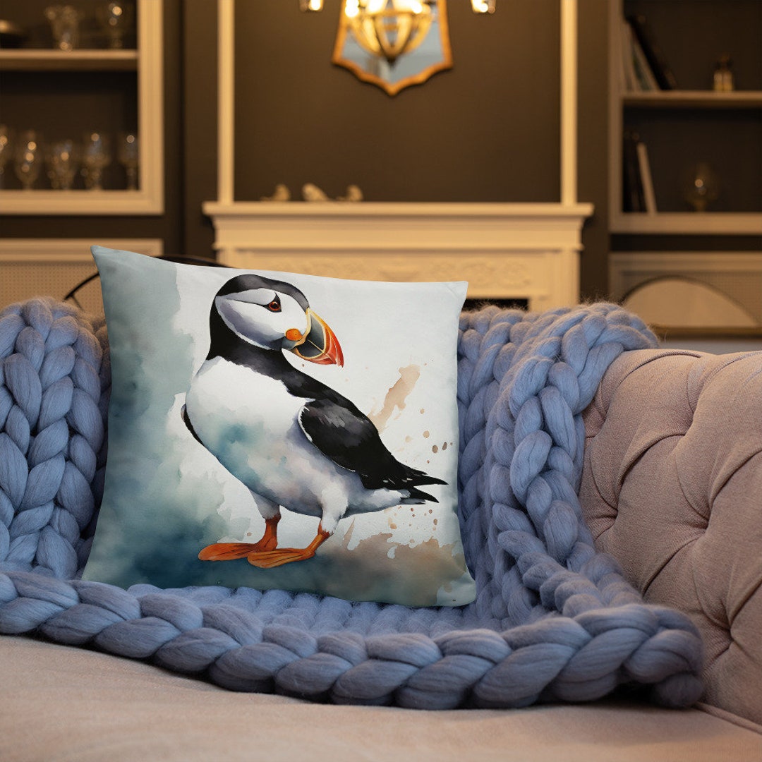 Aesthetic Puffin Pillow and Cover Sea Bird Cushion Couch Decor for Bird ...