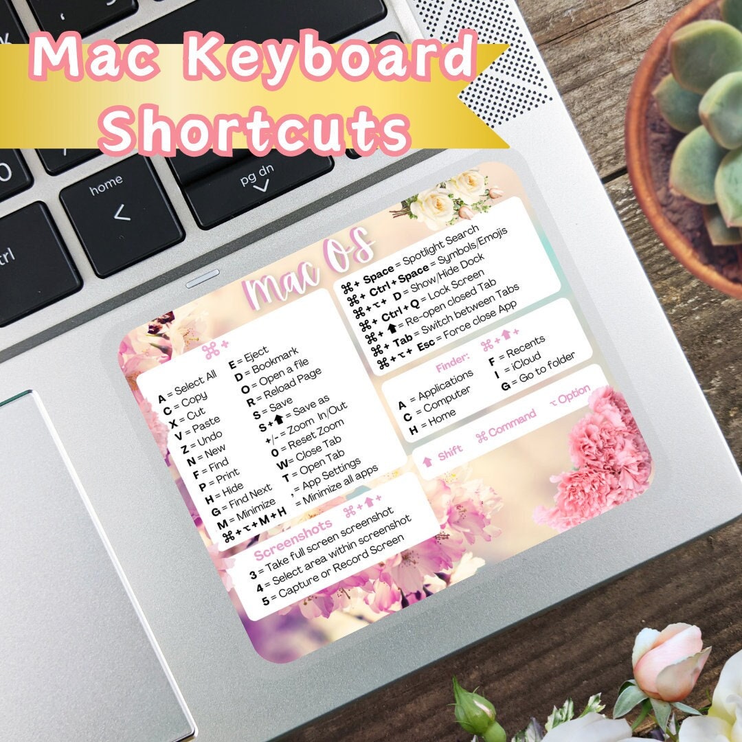 Flower Mac Shortcut Sticker Apple MacBook Keyboard Shortcut Cute ...