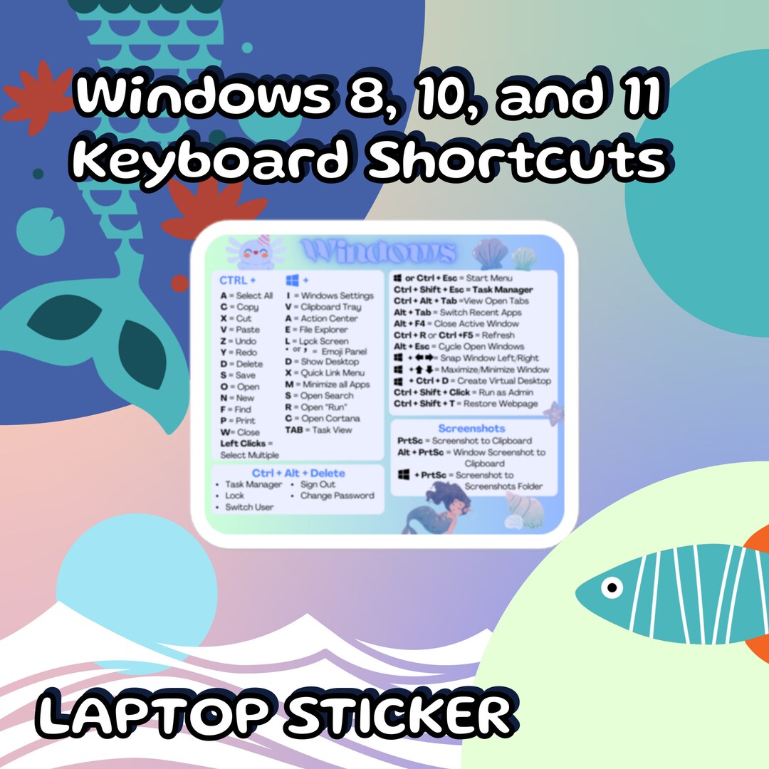 Keyboard Shortcut Cute Axolotl Sticker Windows Shortcut Cute Blue ...