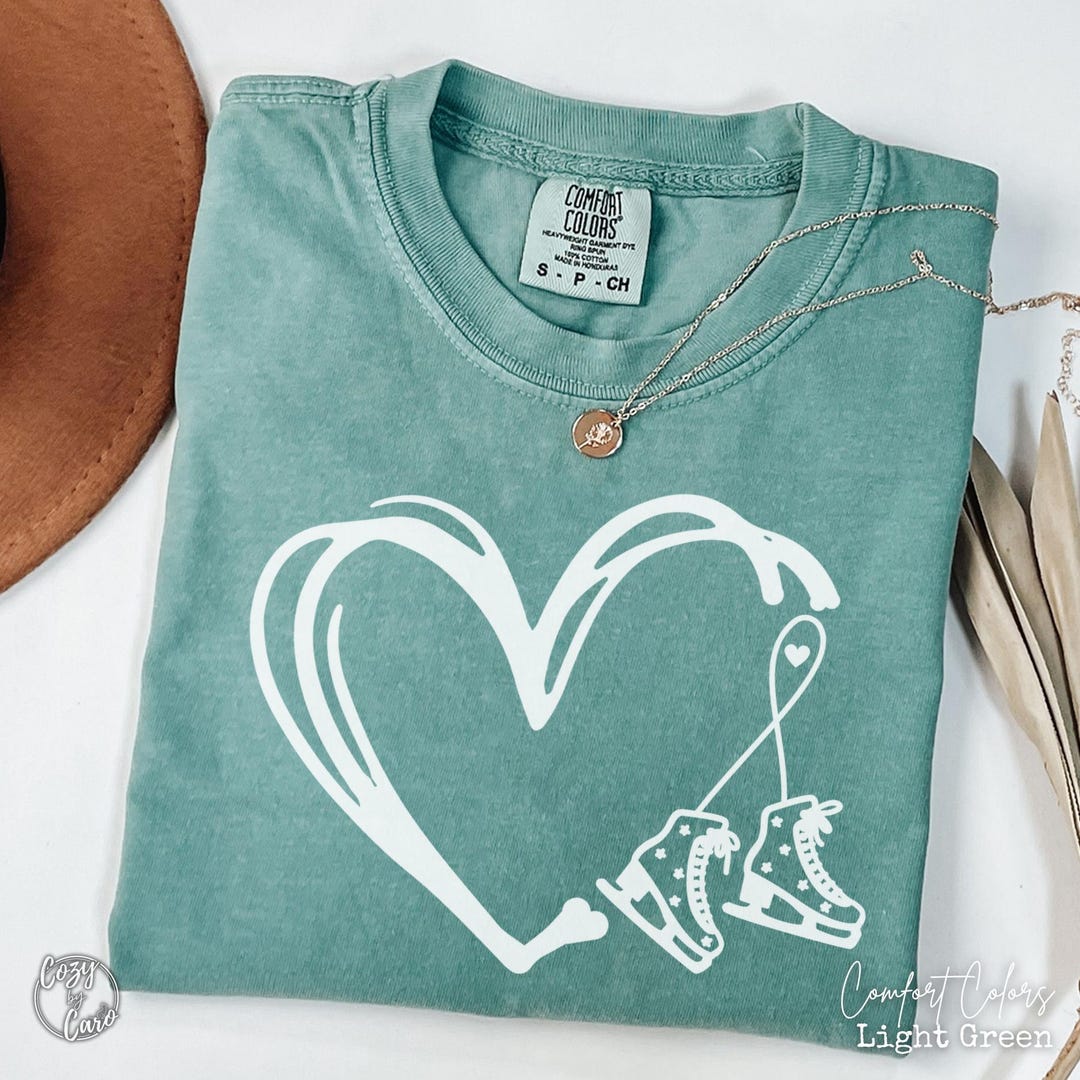Ice Skate T-shirt, Figure Skating Heart Comfort Colors Shirt, Figure ...