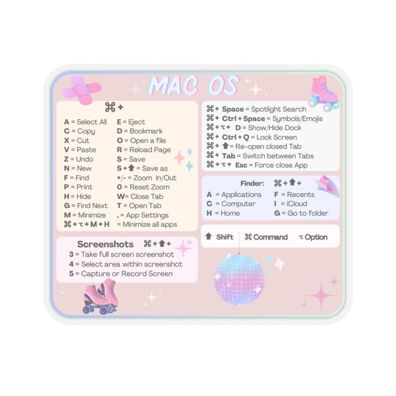 Mac Shortcuts Retro Pastel Sticker Keyboard Short Cut Cute Apple ...
