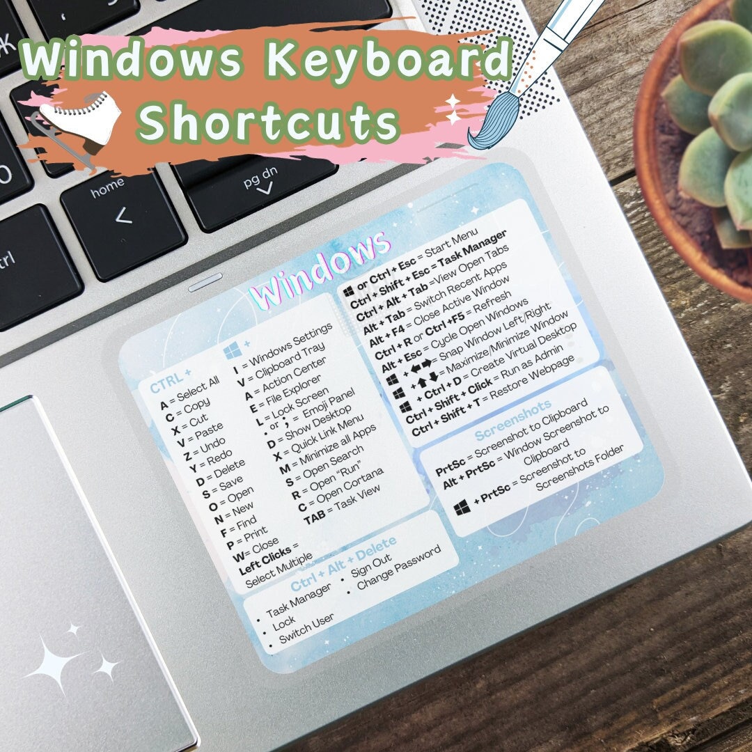 Blue Windows Shortcut Sticker Pastel Shortcut Sticker Cute Laptop ...