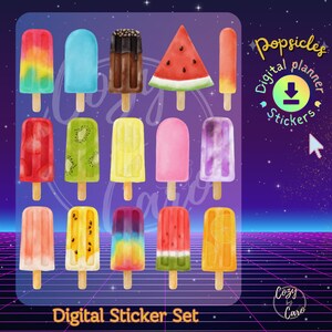 Popsicle Digital Stickers Notes App Summer Goodnotes Planner Icons ...