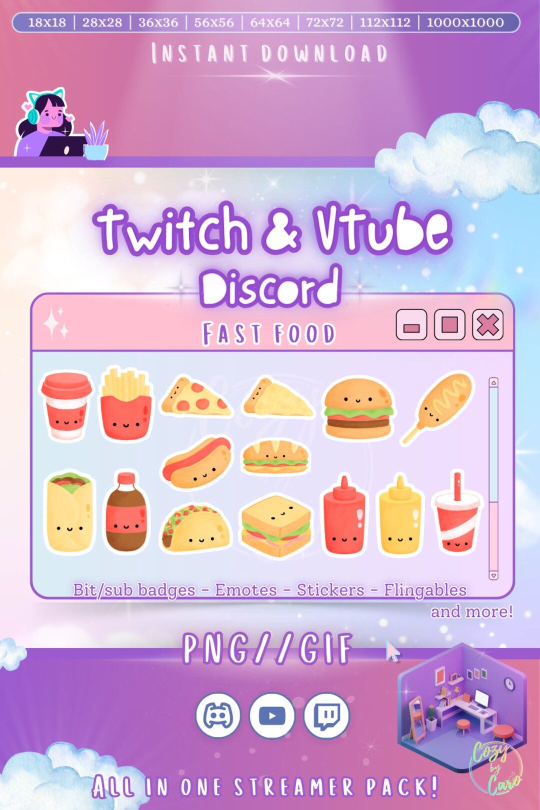 Fast Food Twitch Discord Vtube Pngtube Expressive Assets Bits Sub ...