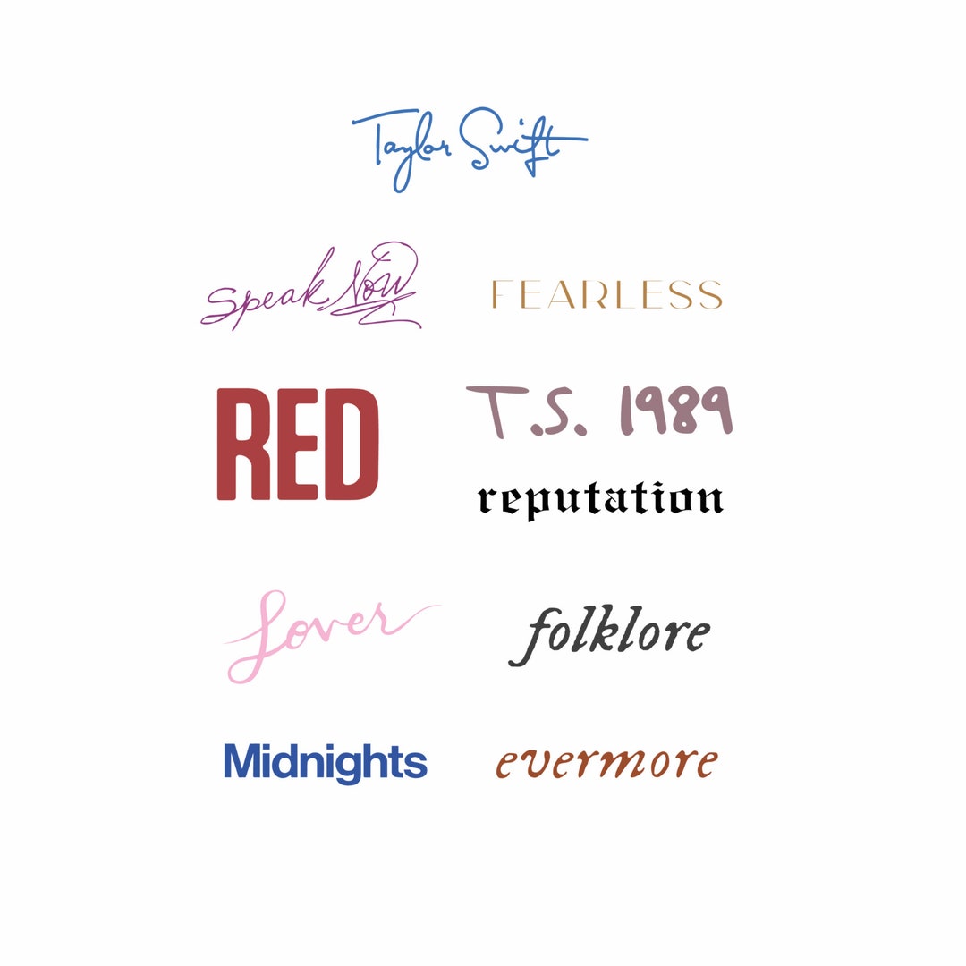 Taylor Swift Album Names SVG PNG Taylor Swift Speak Now Fearless Red ...
