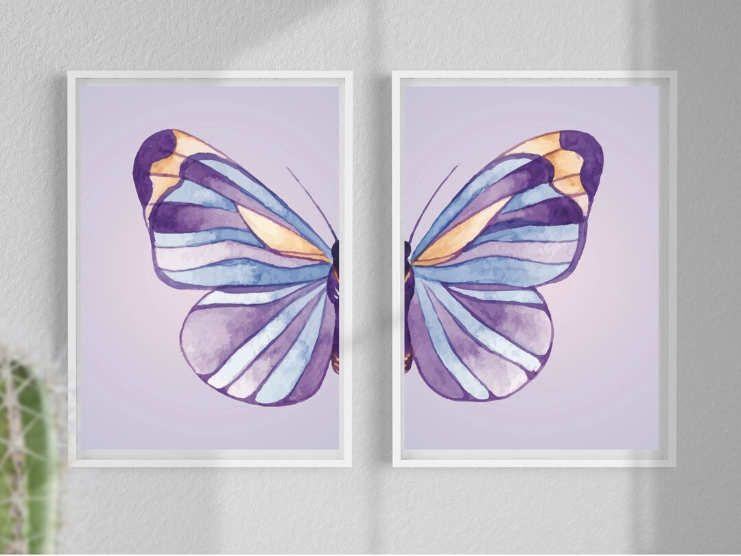 Purple Butterfly Set of 2 Printable Art Works - Etsy