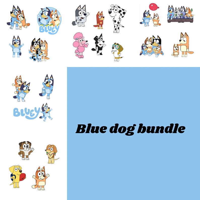 Blue Dog and Friends Png Clip Art Cut File Bundle 25 Images Instant ...
