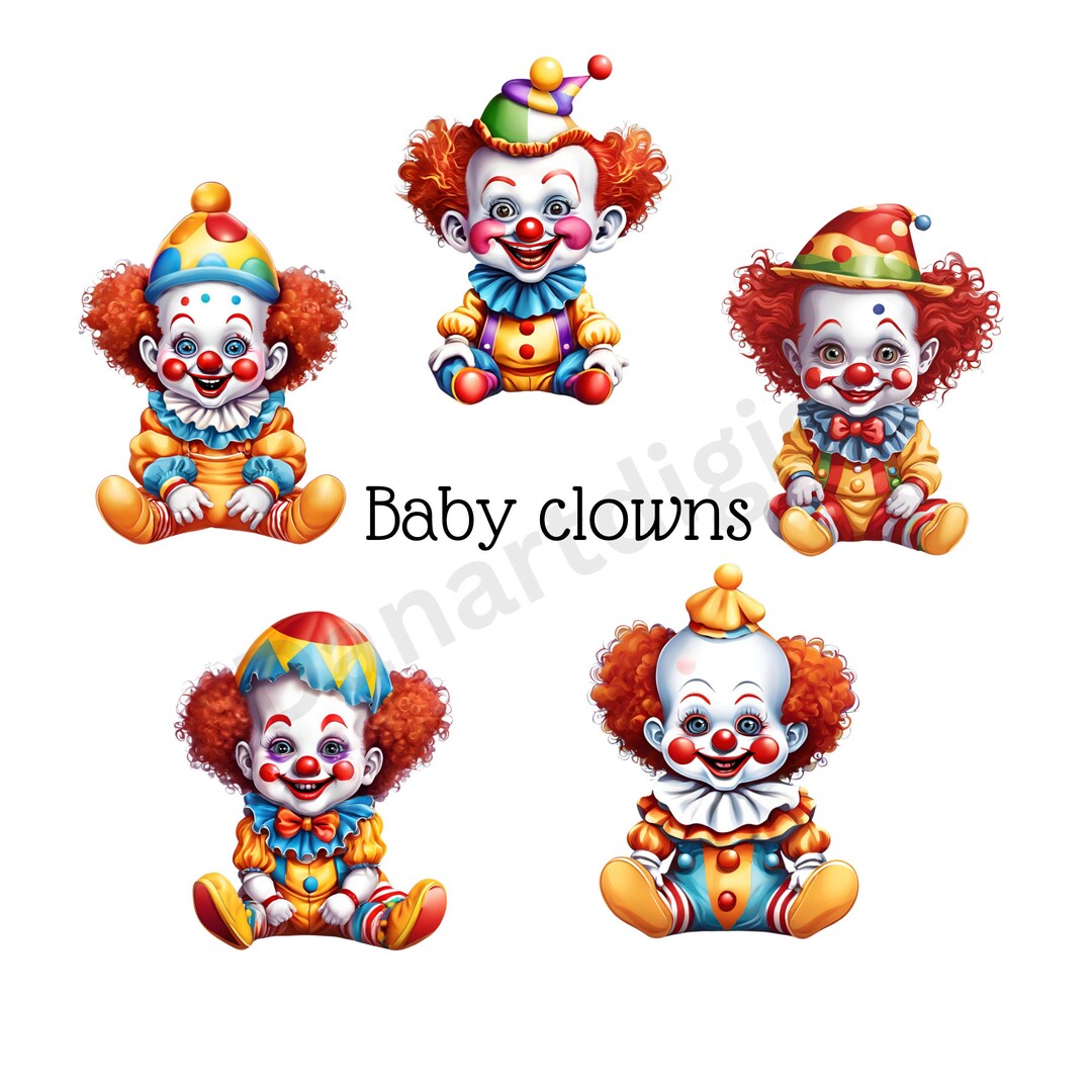Clown Babies Clip Art Cut Files Set Original Images Instant Download - Etsy