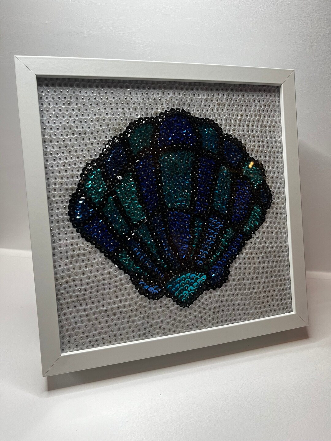 Sequin Picture Shell Motif in Picture Frame - Etsy