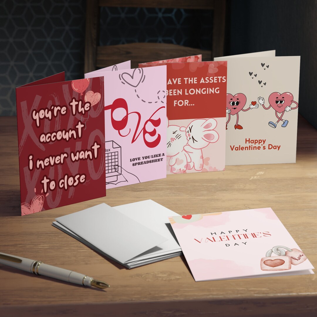 Funny Finance/ Accounting Valentine's Day Greeting Cards 5-pack - Etsy