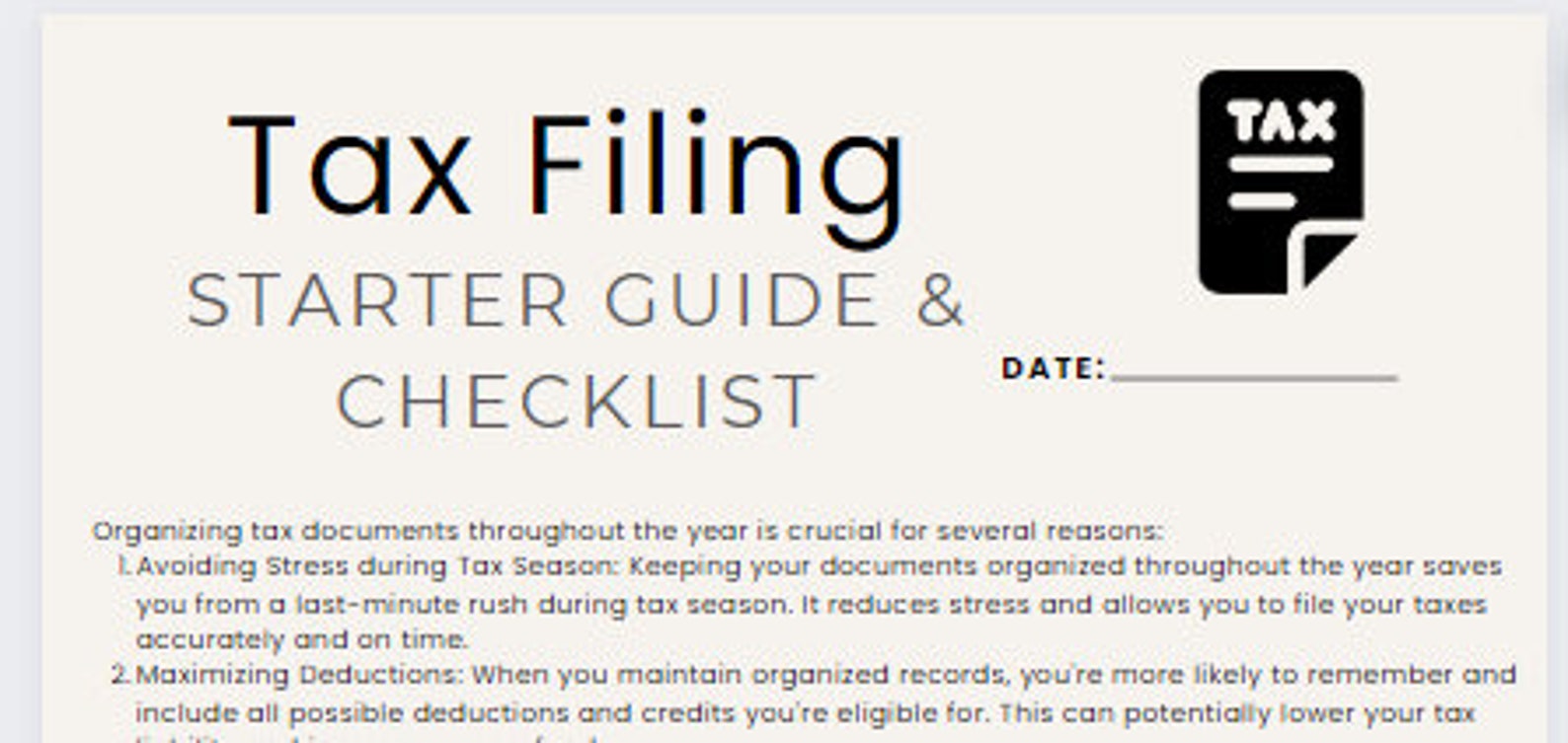 Printable/digital Tax Filling Checklist - Etsy
