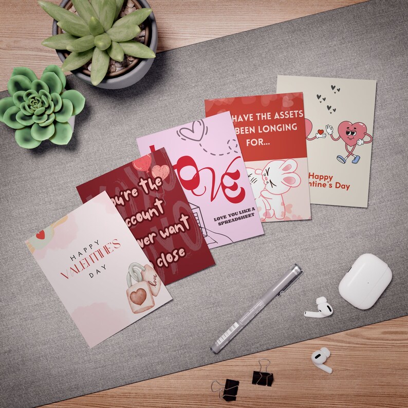 Funny Finance/ Accounting Valentine's Day Greeting Cards 5-pack - Etsy