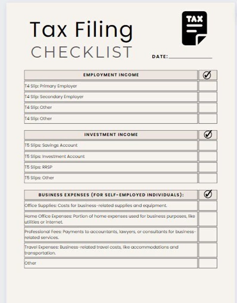 Printable/digital Tax Filling Checklist - Etsy