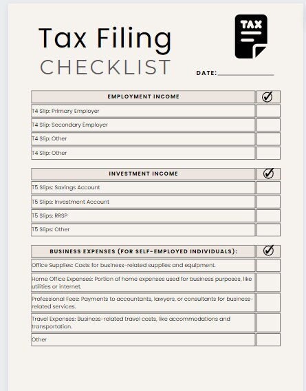 Printable/digital Tax Filling Checklist - Etsy