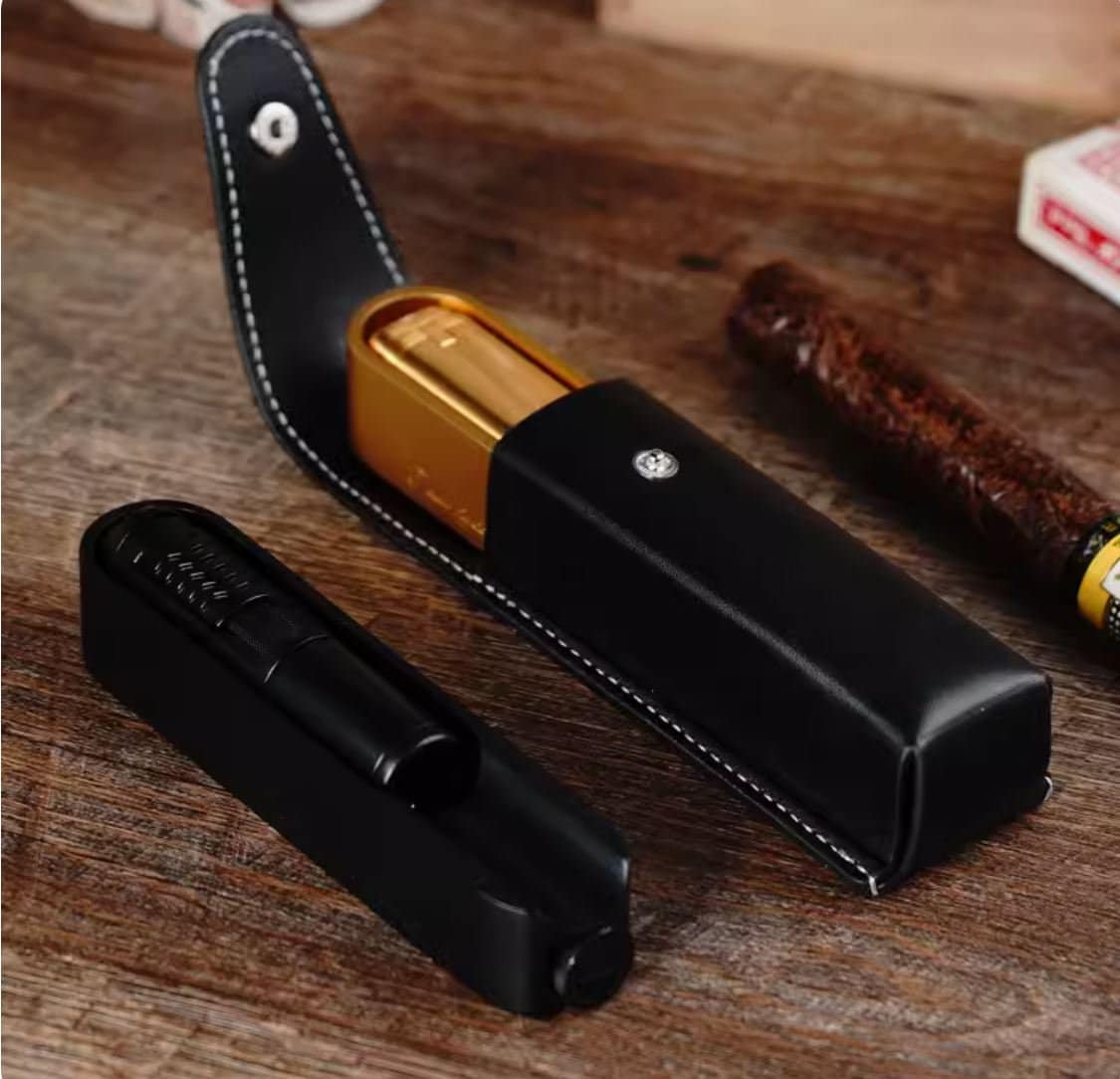 Cigar Lighter and Ashtray Set, Portable, High-end Metal, Two-piece ...