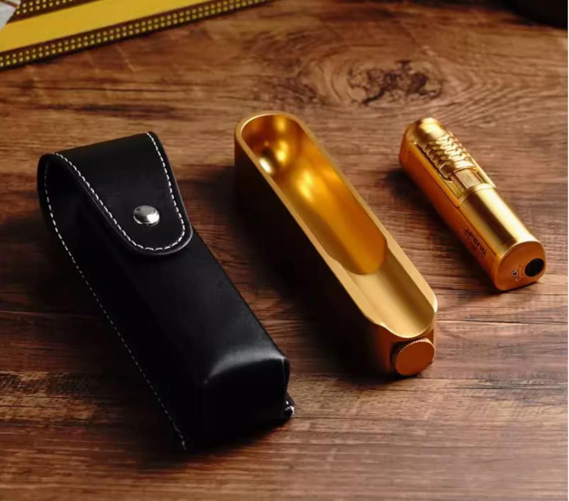 Cigar Lighter and Ashtray Set, Portable, High-end Metal, Two-piece ...