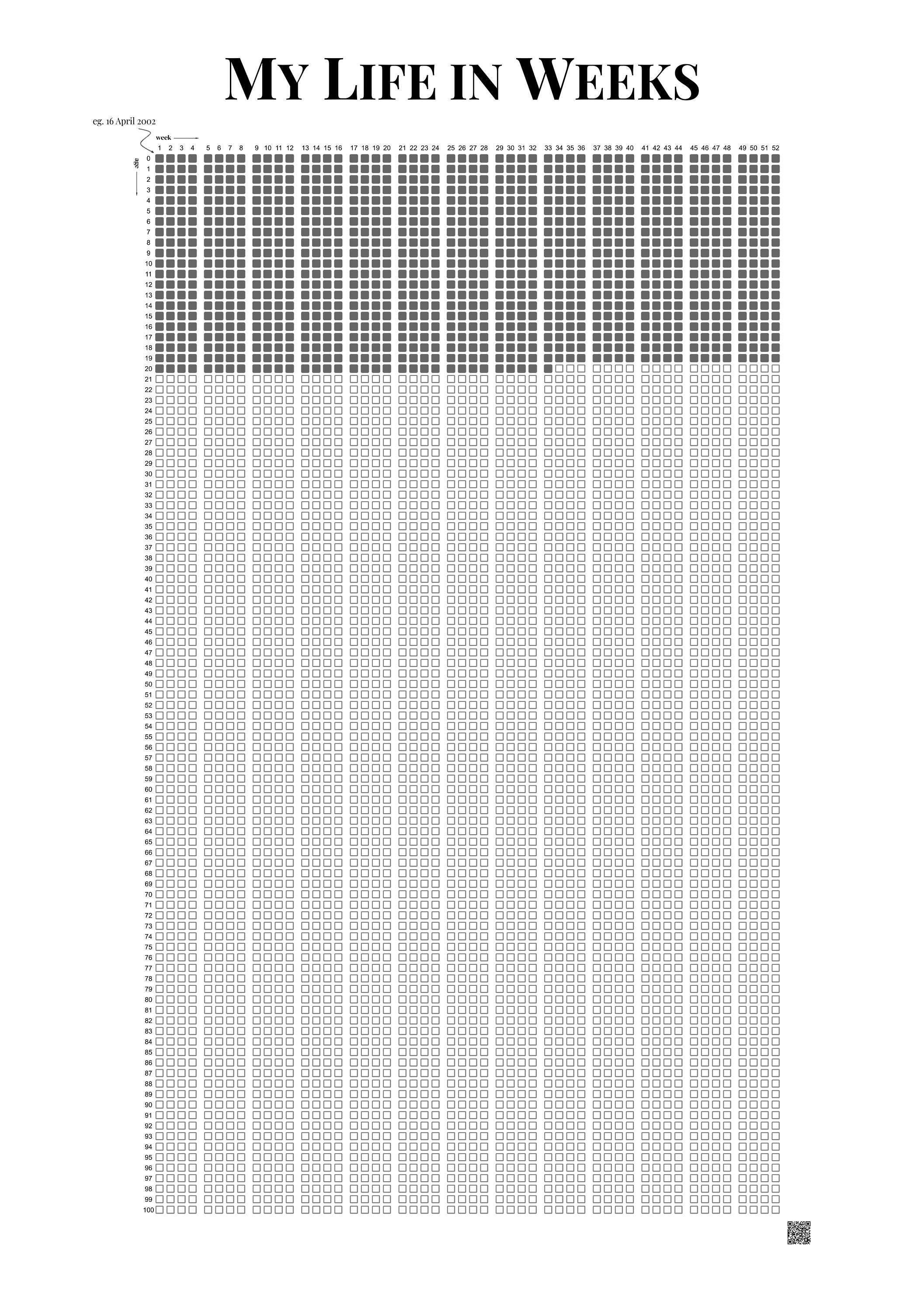 QR Coded 'my Life in Weeks' Poster - Etsy