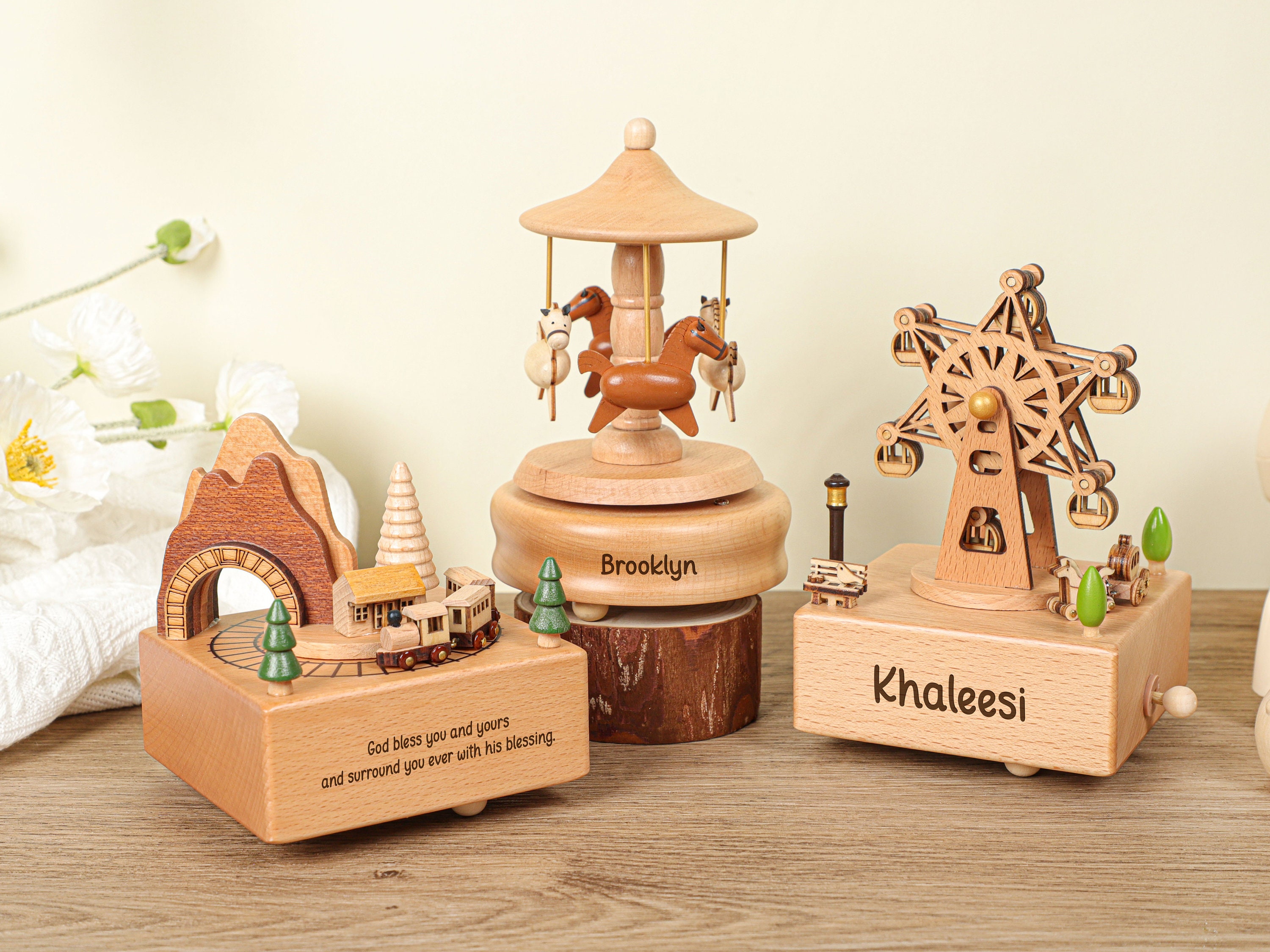 Personalized Wooden Music Box, Engraved Wooden Music Box,musical ...