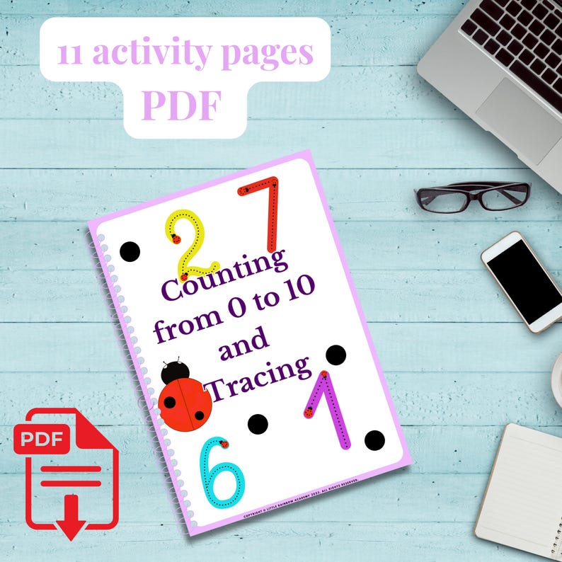 Ladybug Counting & Tracing Worksheets: Montessori Math Activity ...
