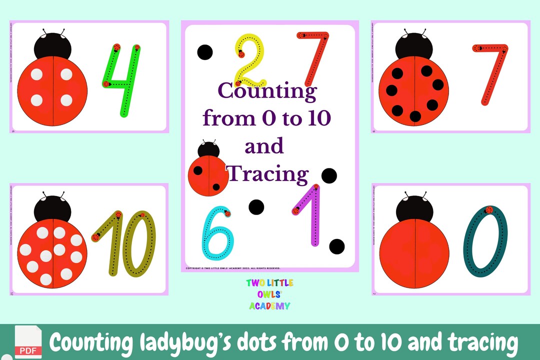 Counting Ladybug's Dots From 0 to 10 and Tracing Numbers. Printable ...