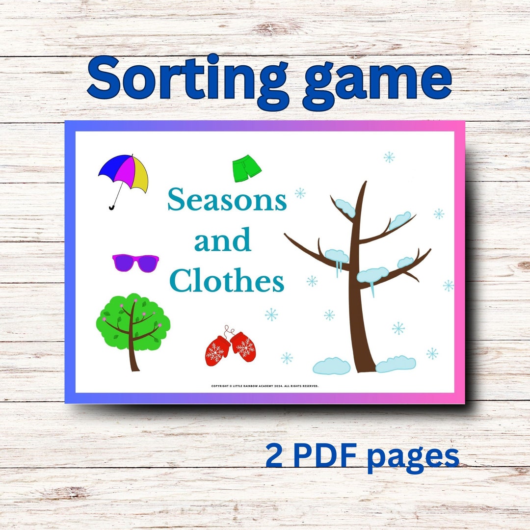 Seasons and Clothes Sorting Activity for Toddler, Educational Games for ...