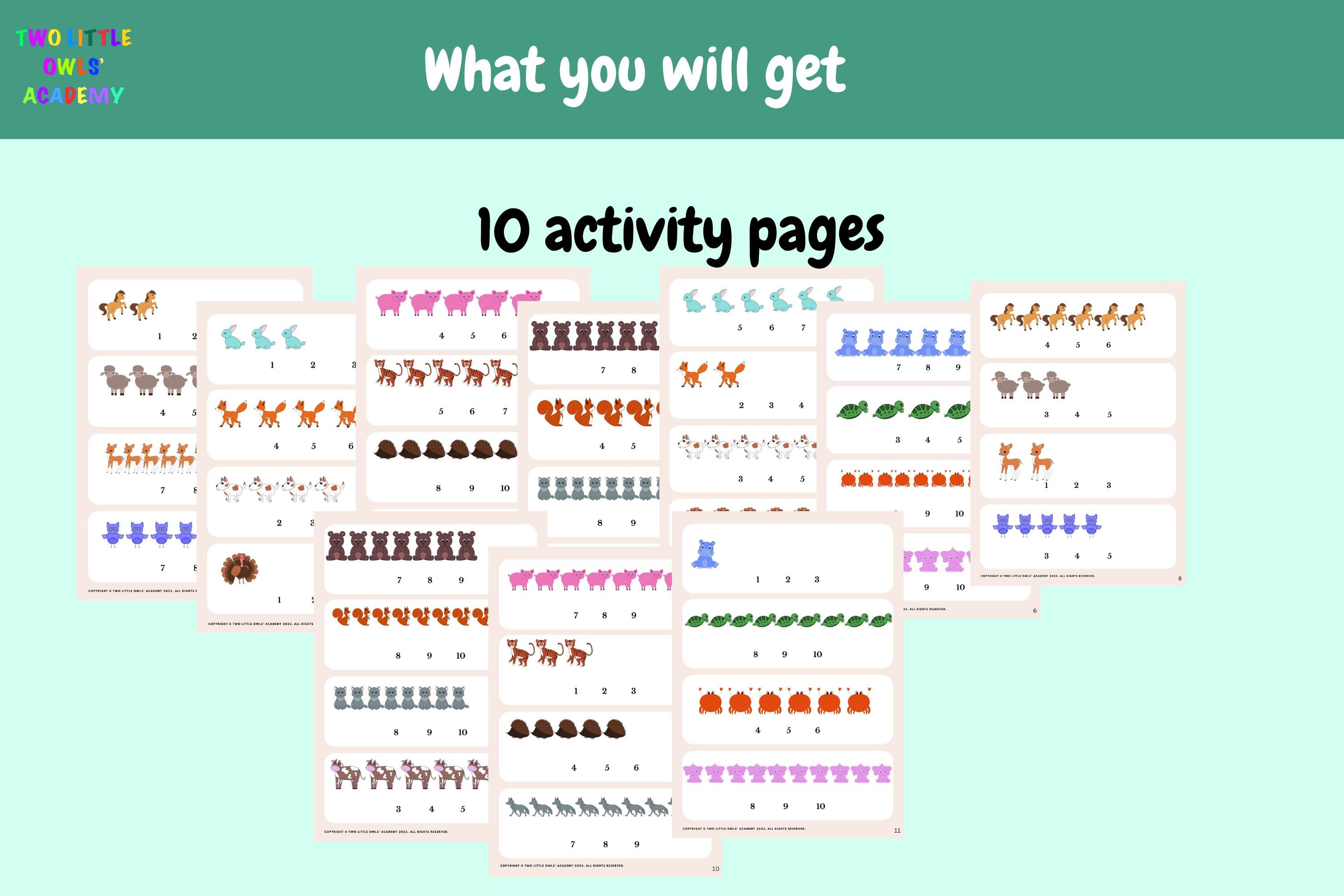 Counting Animals From 1 to 10. Printable Worksheet for Kids ...