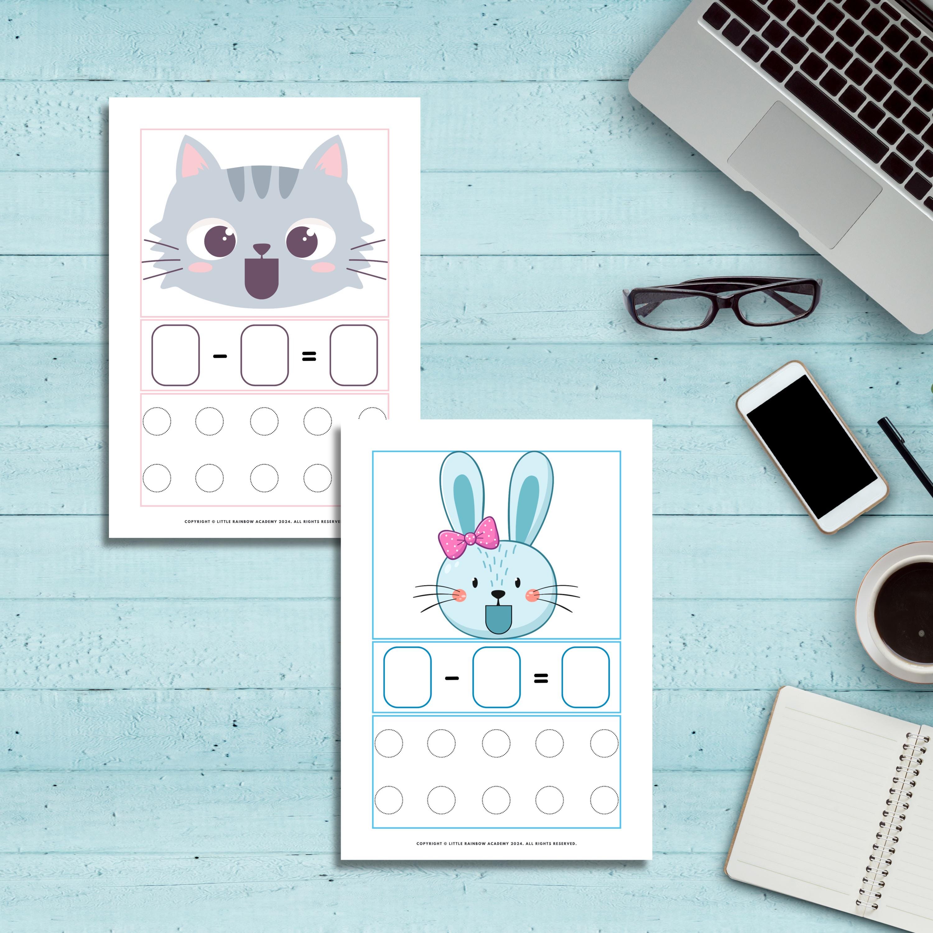 Hungry Animals Subtraction Fun: Printable Math Worksheets for ...