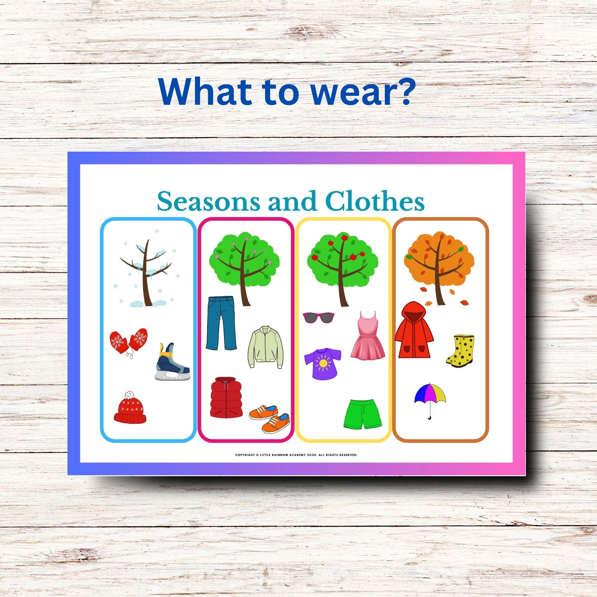 Seasons and Clothes Sorting Activity for Toddler, Educational Games for ...