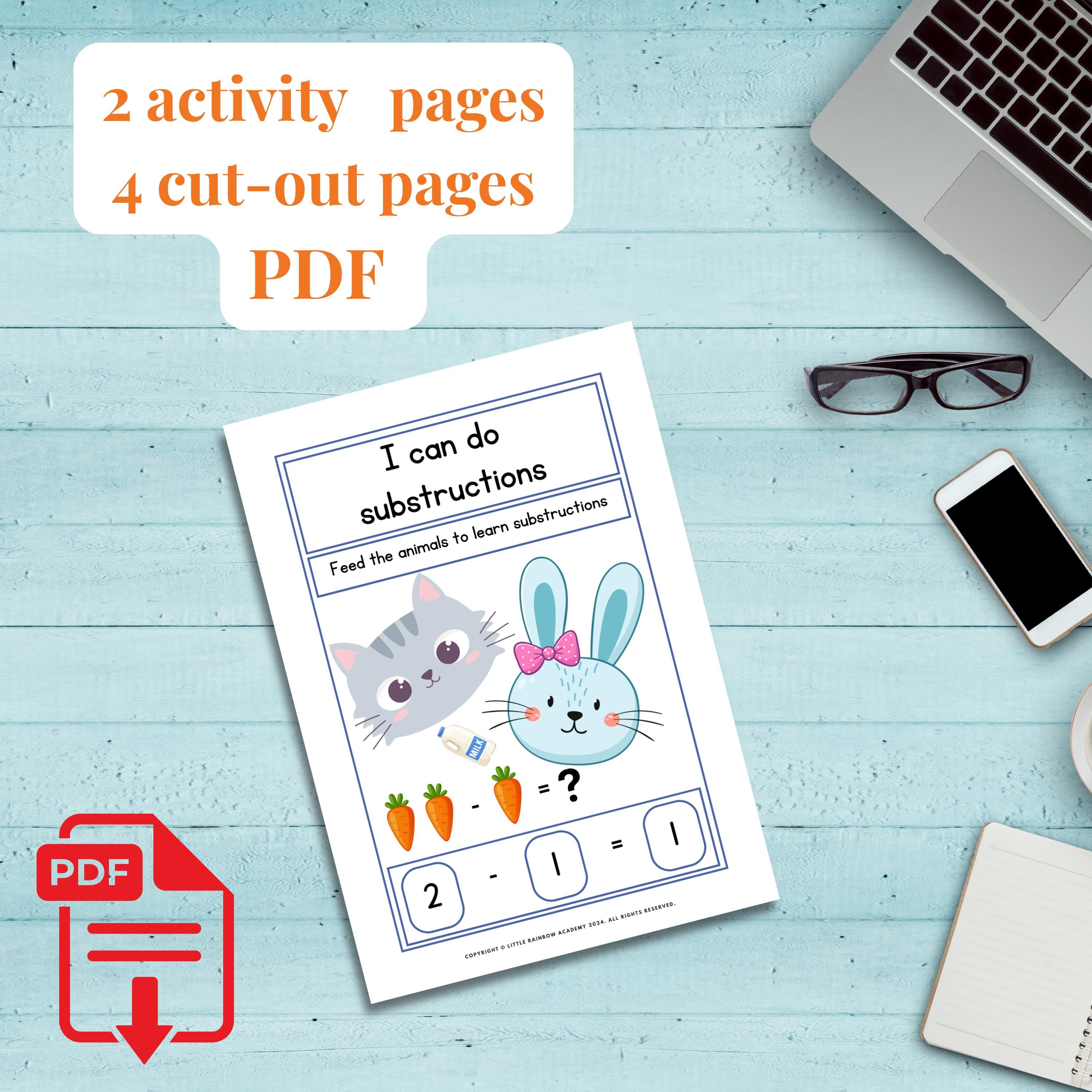 Hungry Animals Subtraction Fun: Printable Math Worksheets for ...