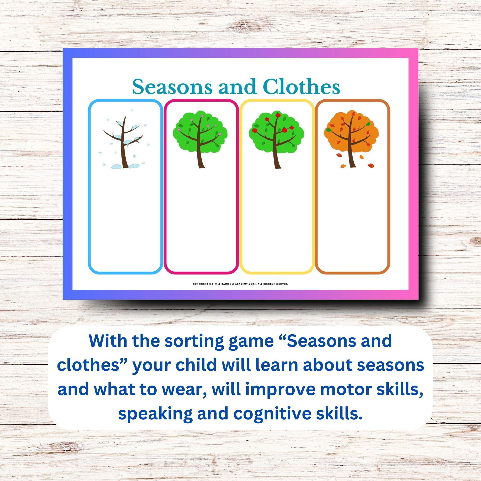 Seasons and Clothes Sorting Activity for Toddler, Educational Games for ...