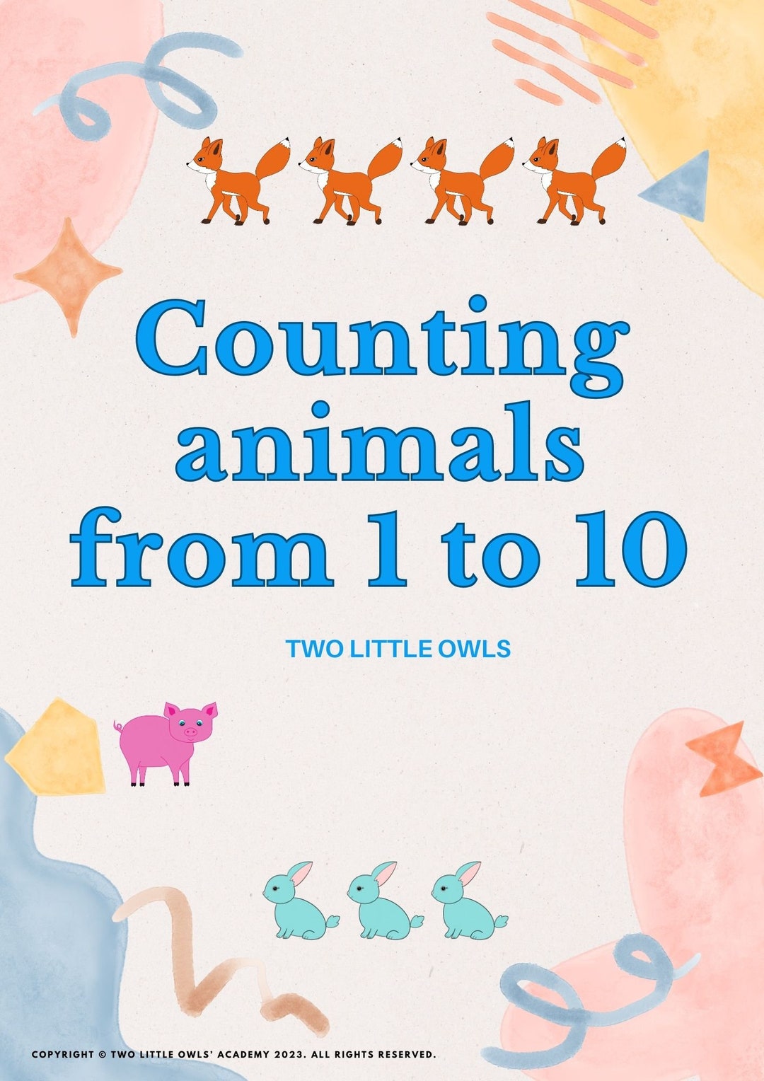 Counting Animals From 1 to 10. Printable Worksheet for Kids. - Etsy
