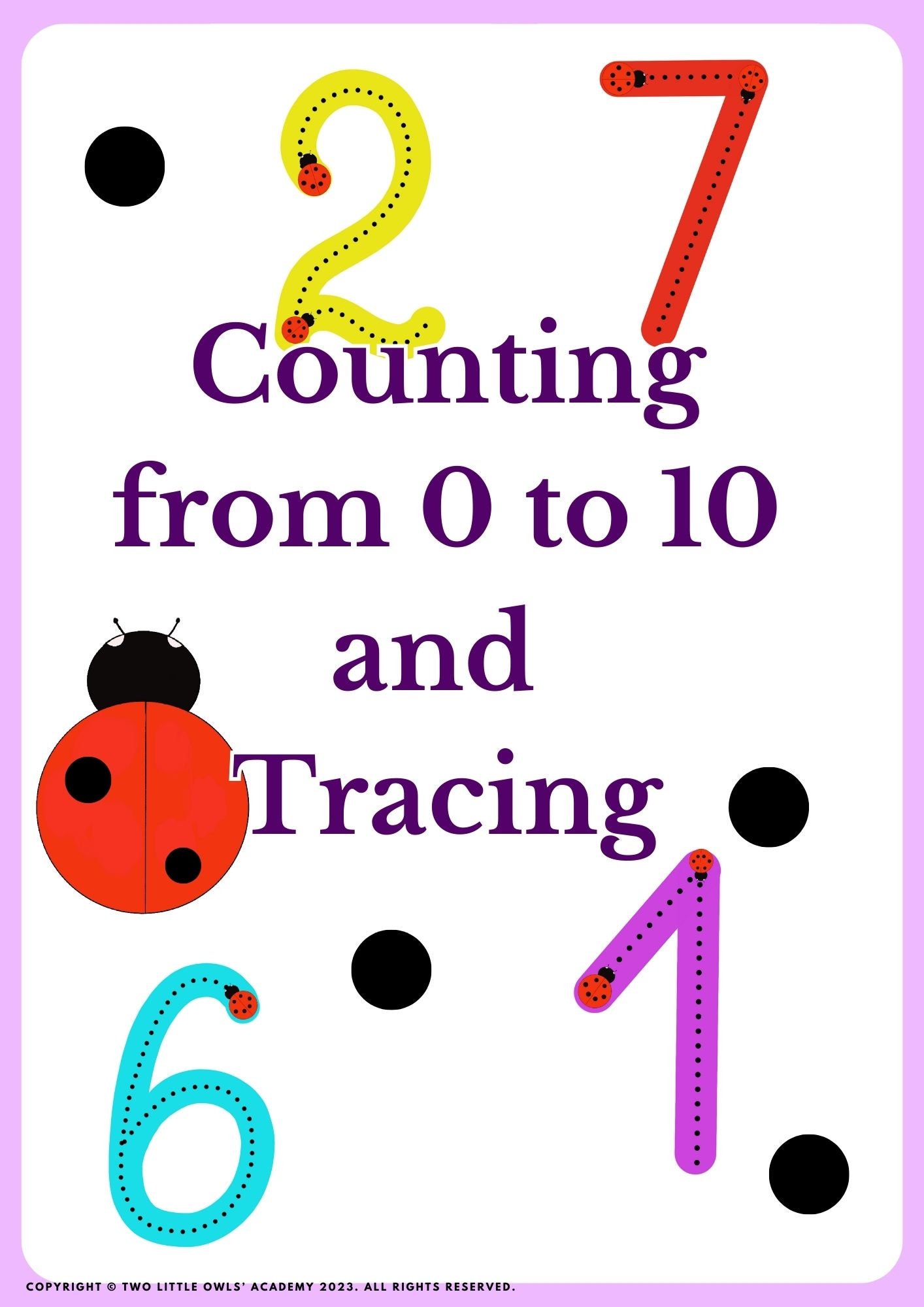 Counting Ladybug's Dots From 0 to 10 and Tracing Numbers. - Etsy