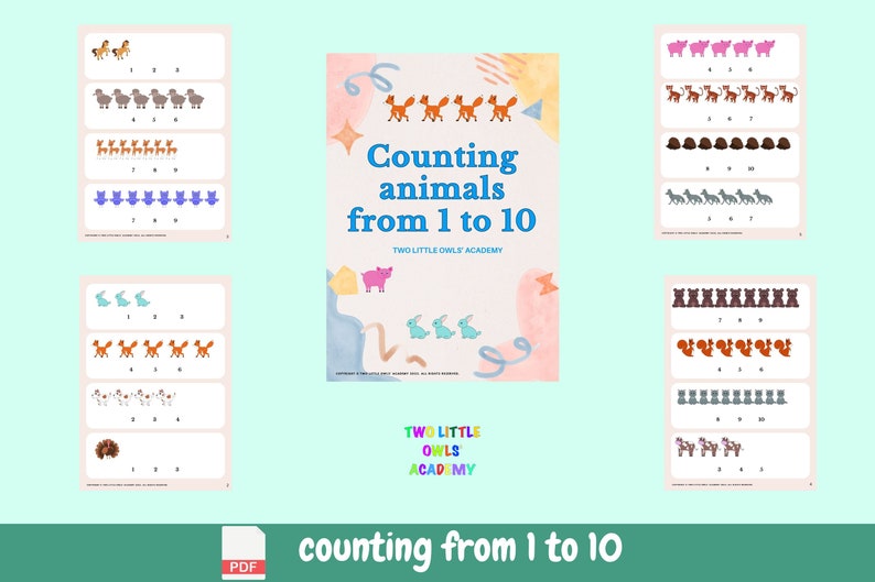 Counting Animals From 1 to 10. Printable Worksheet for Kids ...
