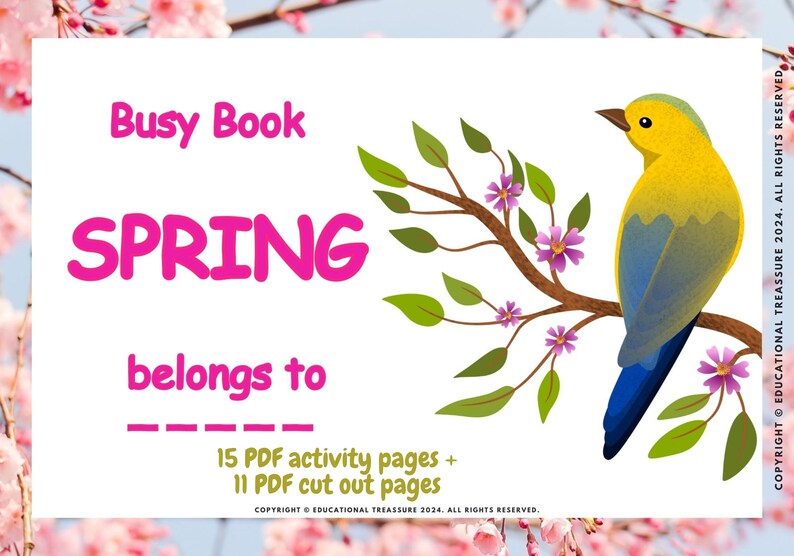 Busy Book "spring", Montessori Printable Activity, Preschool Activities ...