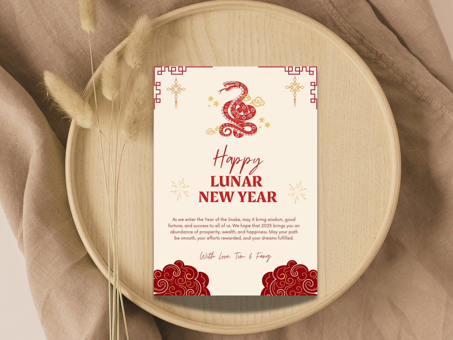 Chinese New Year Card Template 2025 Snake New Year Lunar New Year 2025 ...