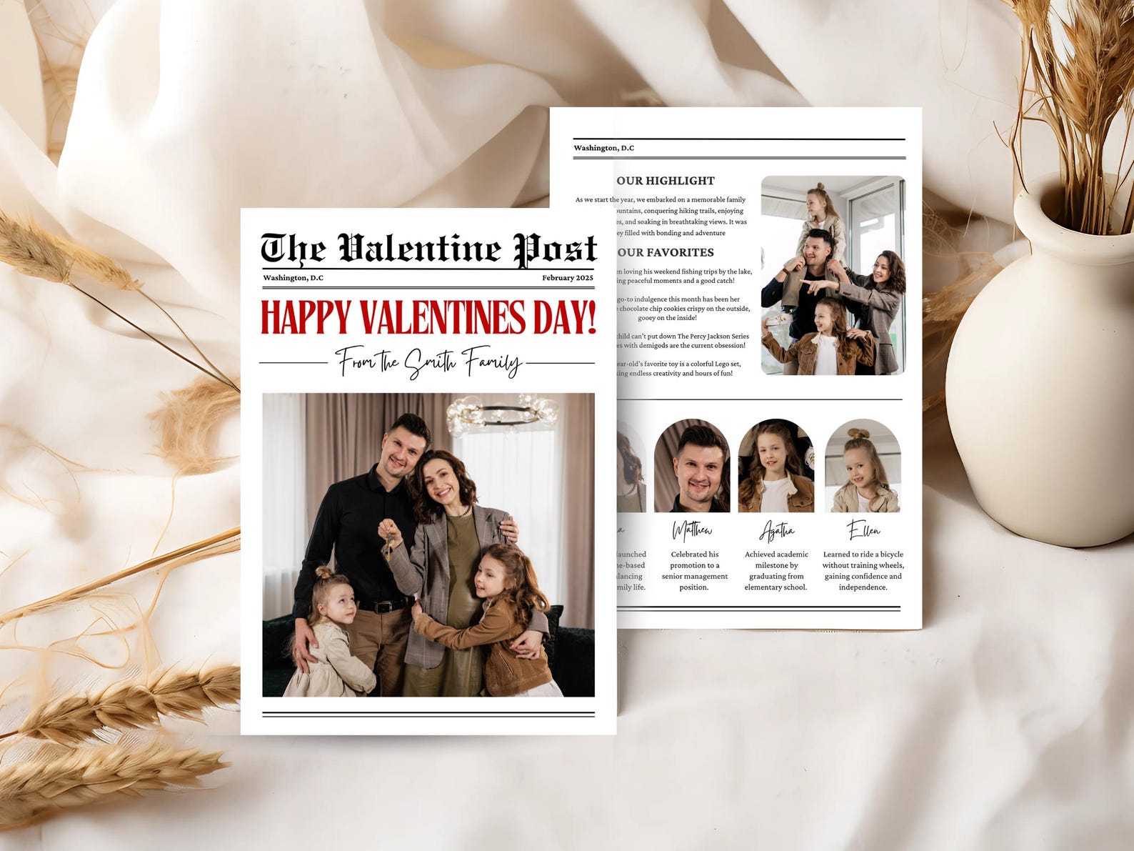 Happy Valentines Day Newspaper Family Template, Valentines Day Greeting ...