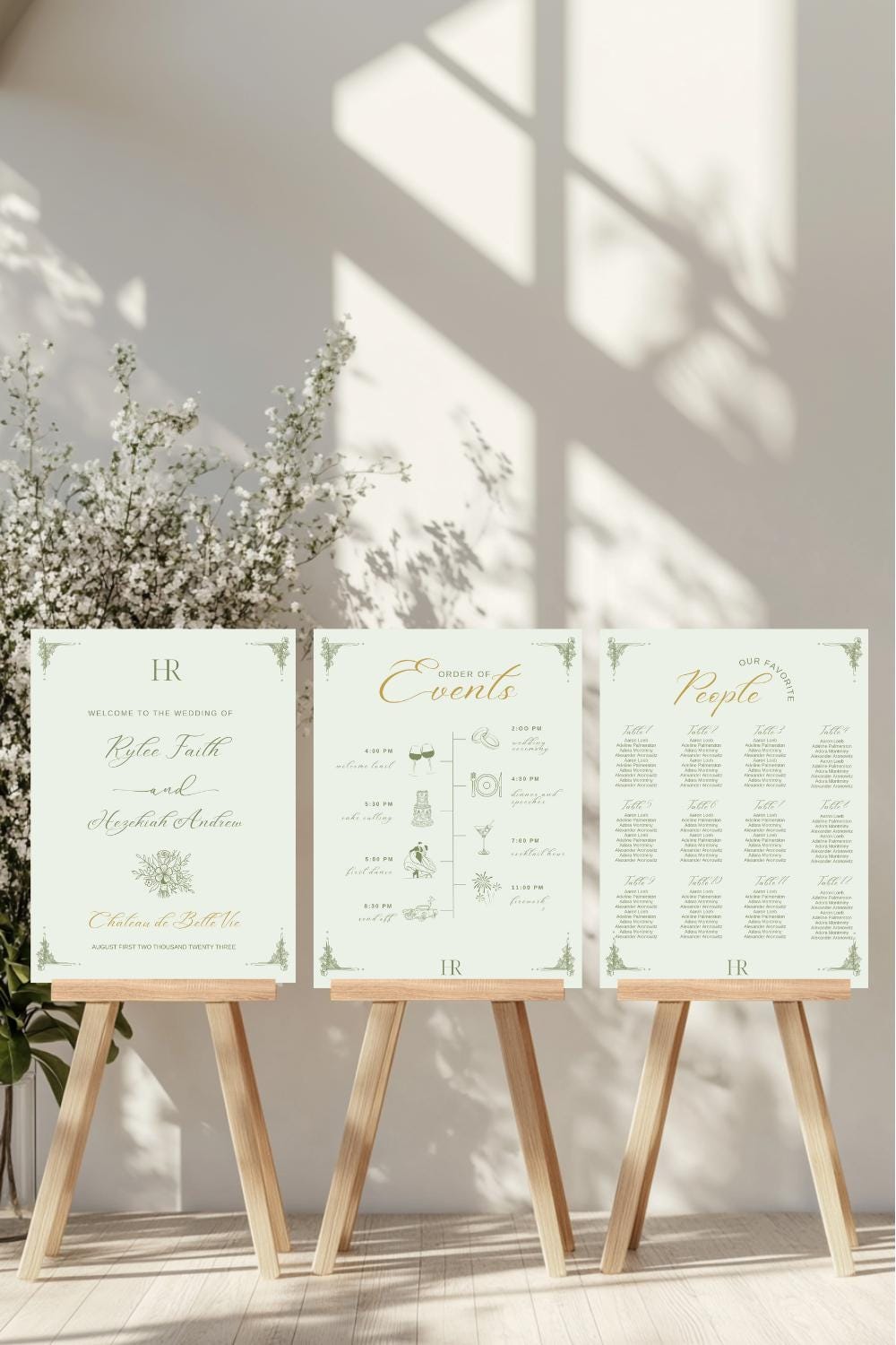 Rococo Wedding Signages Bundle Sage Green Welcome Wedding Sign for ...