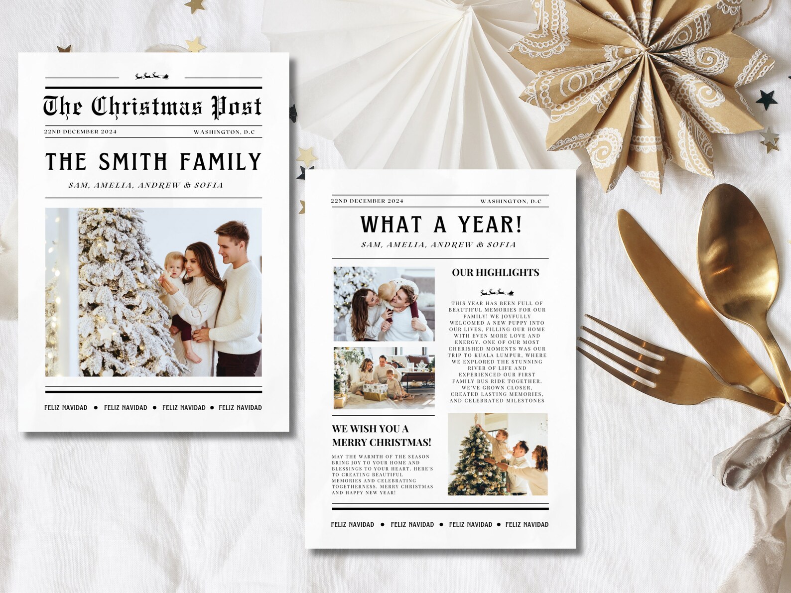 Christmas Newsletter Template Editable Year in Review Christmas Card ...