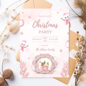 Pink Christmas Party Template Christmas Invite Trendy Invitation ...