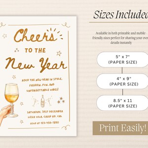 Hand Drawn New Years Eve Party Invitation Cheers to the New Year ...
