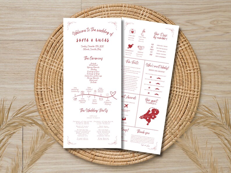 Fun Wedding Invitation Program Infographic Template Modern Ceremony ...