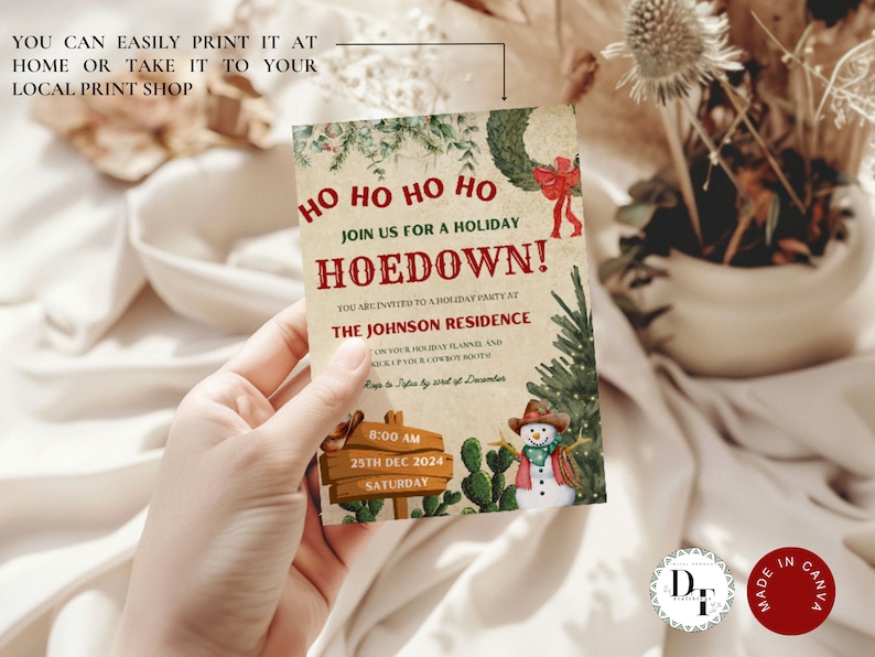 Western Christmas Party Invitation Template Christmas Cowboy Hat ...