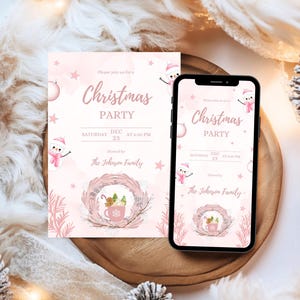 Pink Christmas Party Template Christmas Invite Trendy Invitation ...