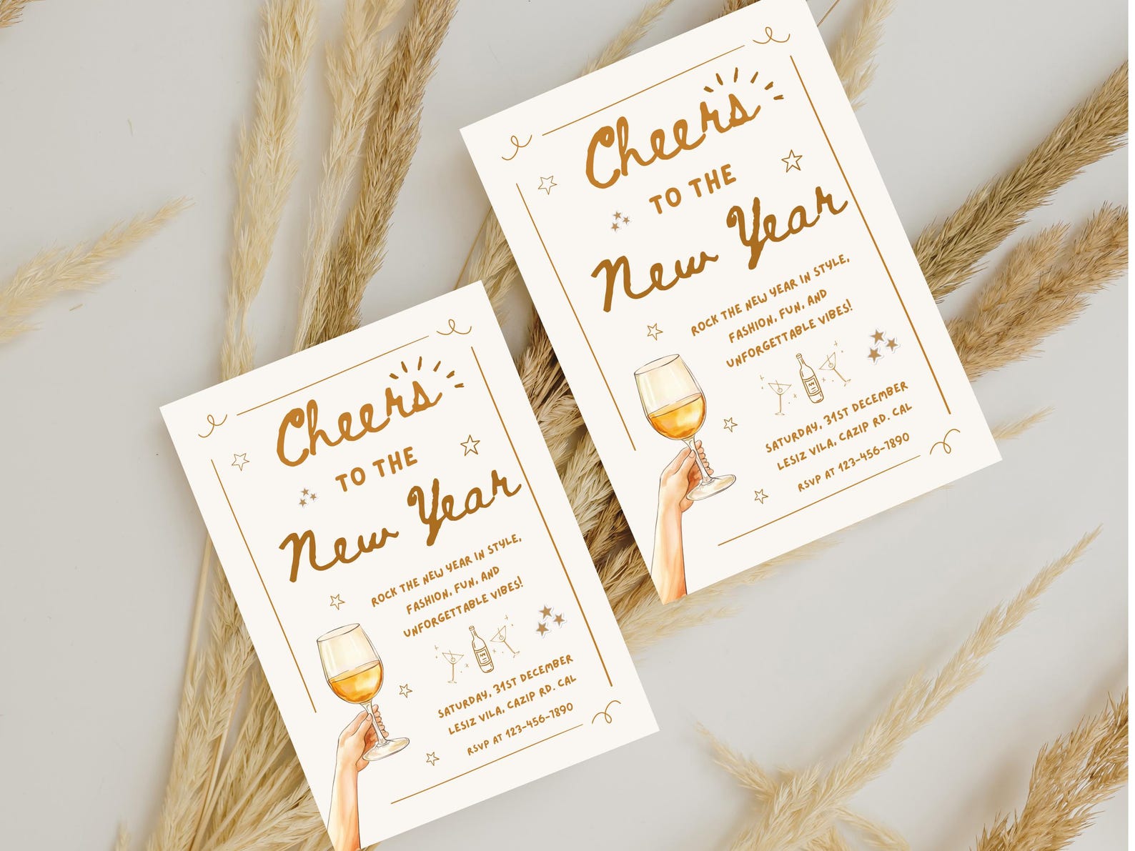 Hand Drawn New Years Eve Party Invitation Cheers to the New Year ...