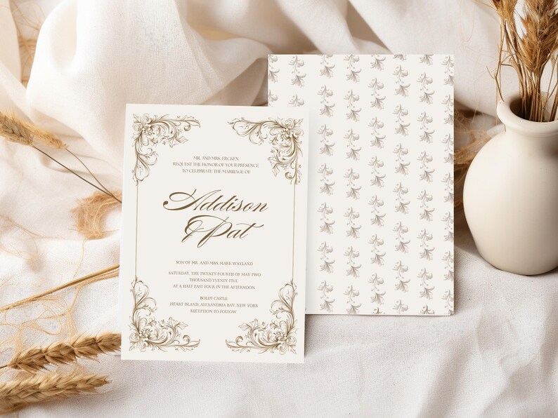Rococo Wedding Decor Invitation Template Download, Regency Era Wedding ...